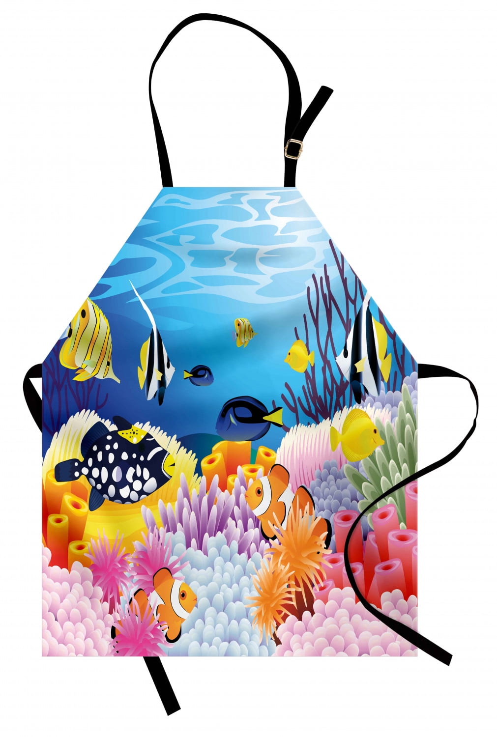 Fish Apron Water Life with Different Kind of Fishes Coral Reefs and ...