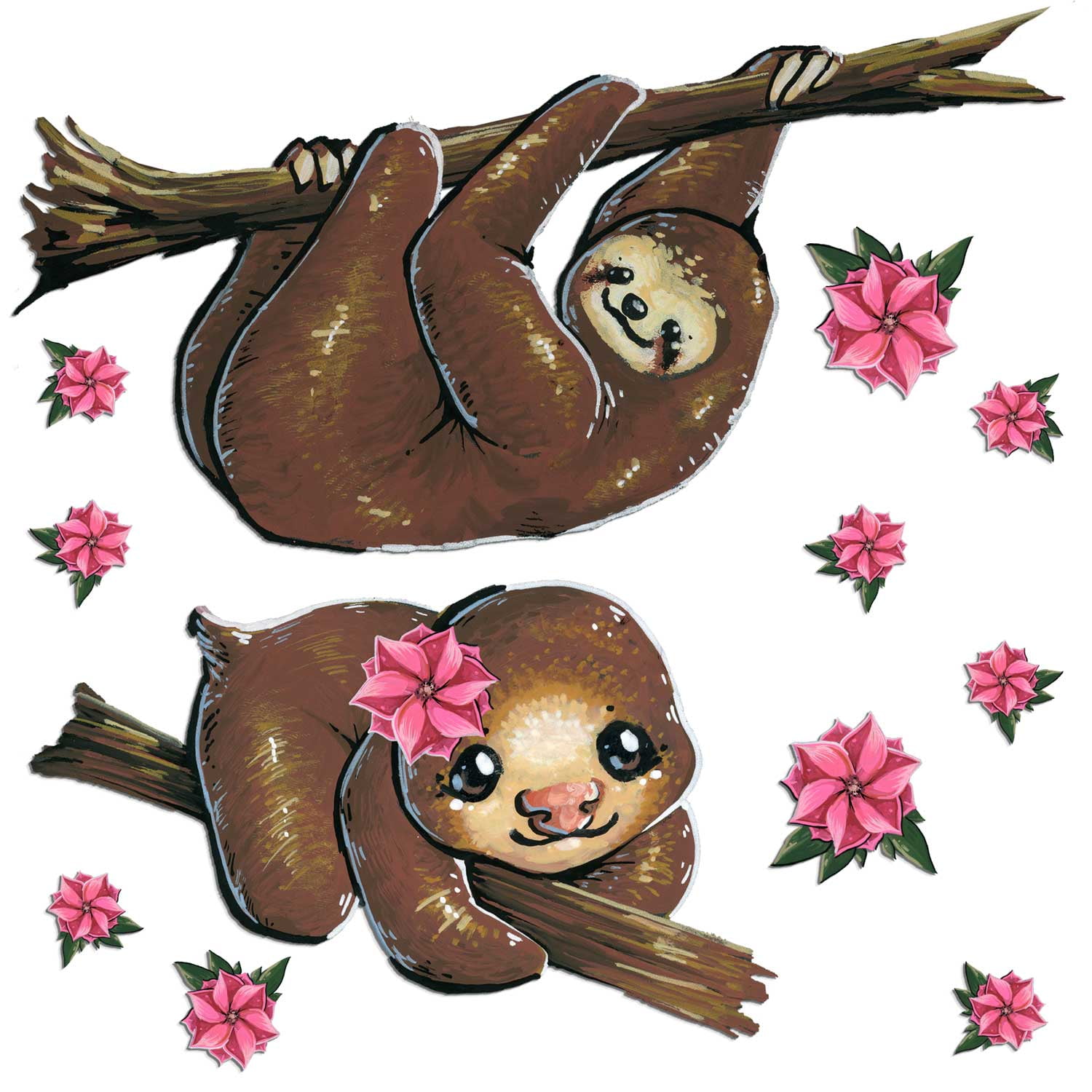 Cohas Removable Vinyl Wall Decals for Baby Nursery or School, Sloth ...