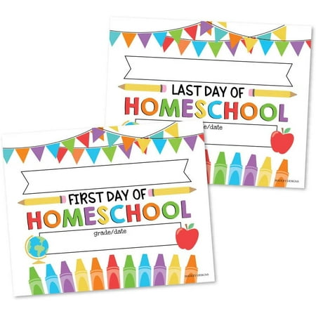 10 Colorful First and Last Day of Homeschool Signs, White Reusable 1st ...