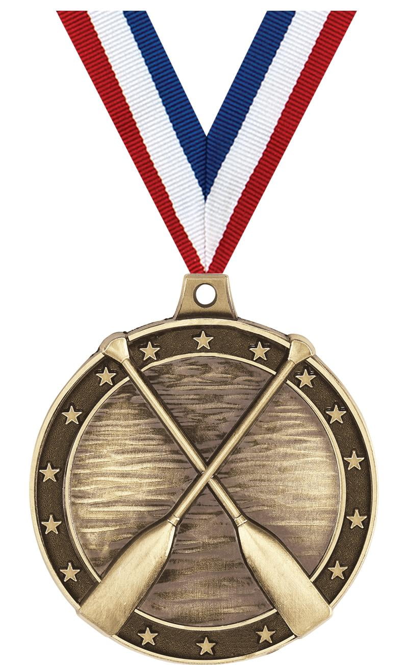 Rowing Crossed Oars Medals, 2" Gold Diecast Rowing Crossed Oars Medal ...