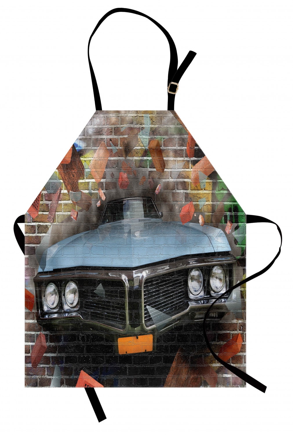 Cars Apron Graffiti Featured Graphic of Crashing Automobile on A Brick ...