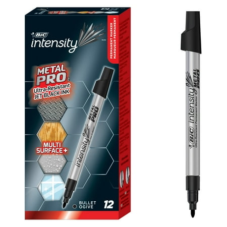 BIC Intensity Metal PRO Permanent Marker, Fine Point, Black, 12-Count ...
