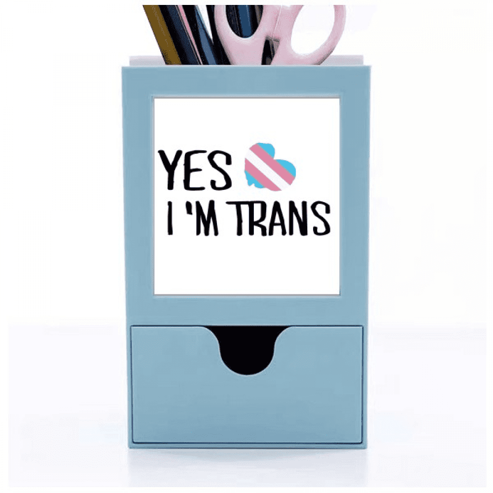 Yes I'm Trans LGBT Support Desk Supplies Organizer Pen Holder Card ...