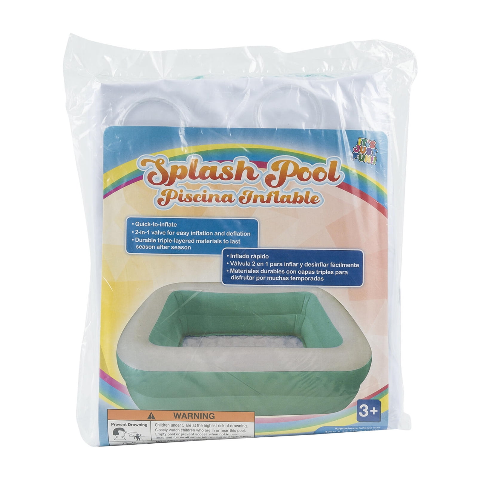 2 Ring 47 Inch Inflatable Rectangular Splash Pool Green - Walmart.com