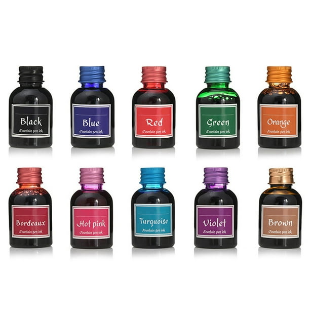 Calligraphy Ink 10 Colors Dip Pen Ink Set Art Writing Drawing Ink ...