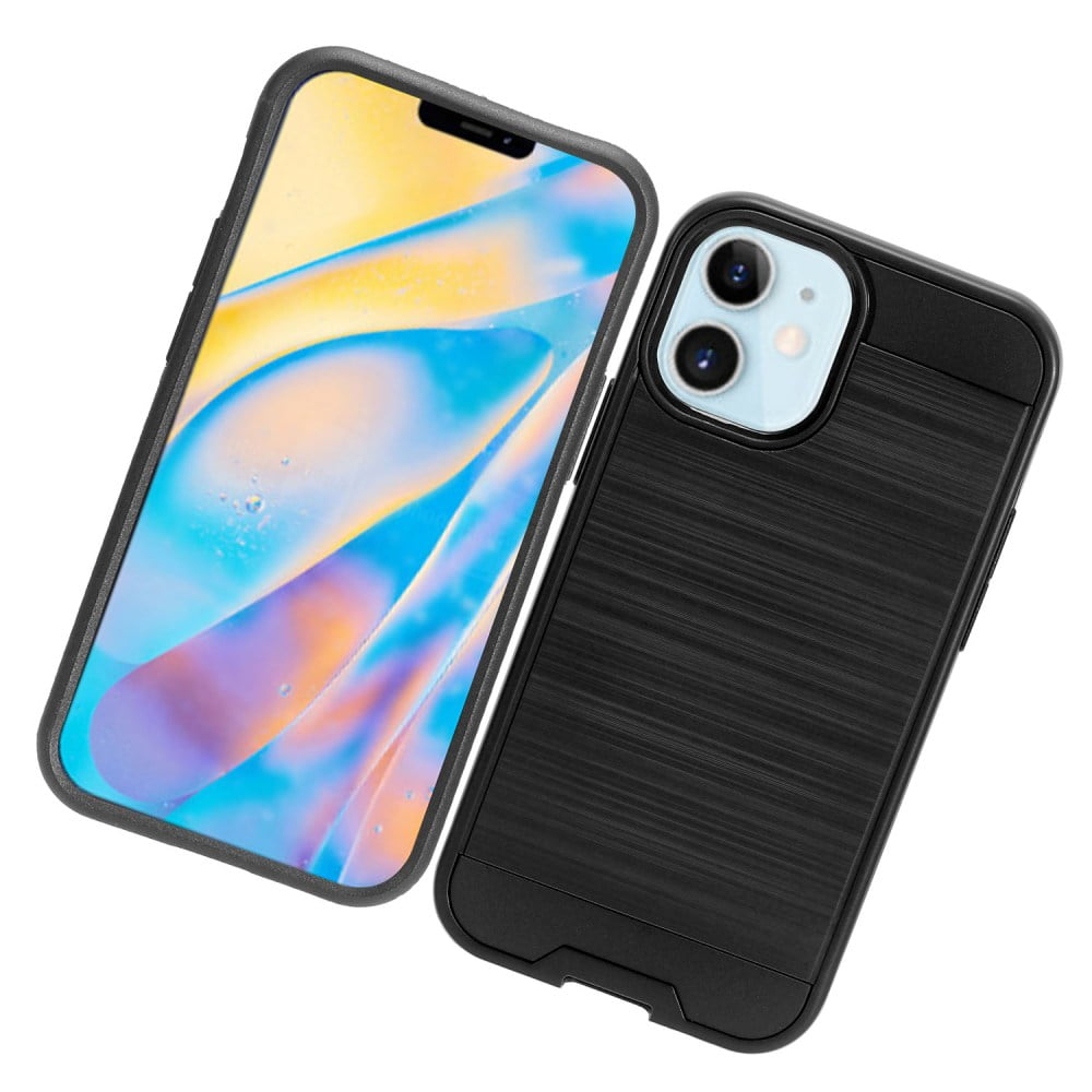 Apple iPhone 12 Mini (5.4") Phone Case Brushed Texture Slim Hybrid ...