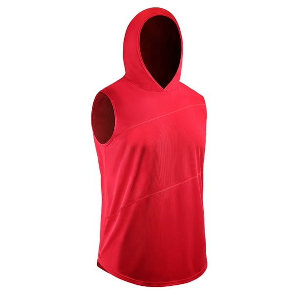 Weefy Men Fitness Sleeveless Hoodie Gym Hooded Sweatshirts Tank Tops