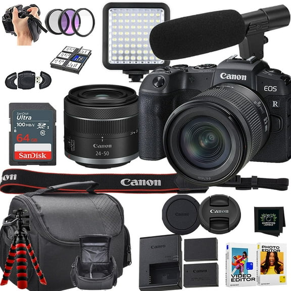 Canon EOS R8 Mirrorless Camera with RF 24-50mm f/4.5-6.3 IS STM And EF ...