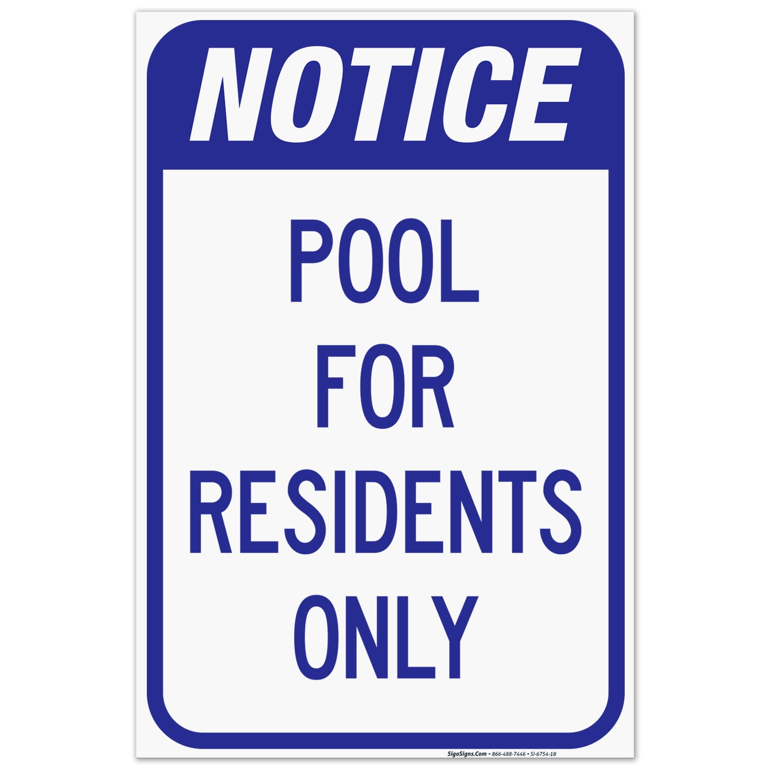 Notice Pool For Residents Only Sign, Pool Sign, 10x14 Aluminum ...
