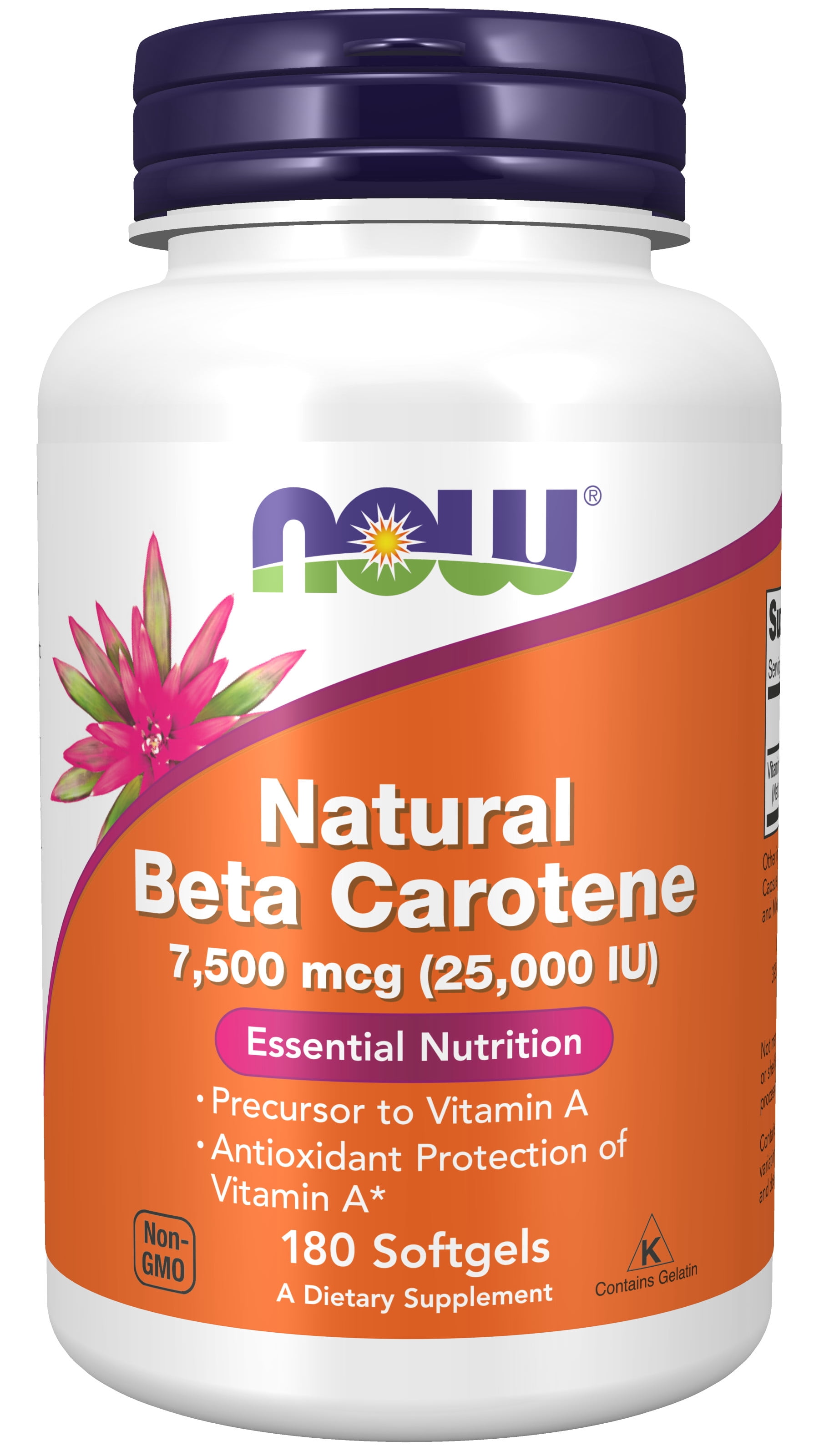 NOW Supplements Natural Beta Carotene 25 000 IU Essential Nutrition