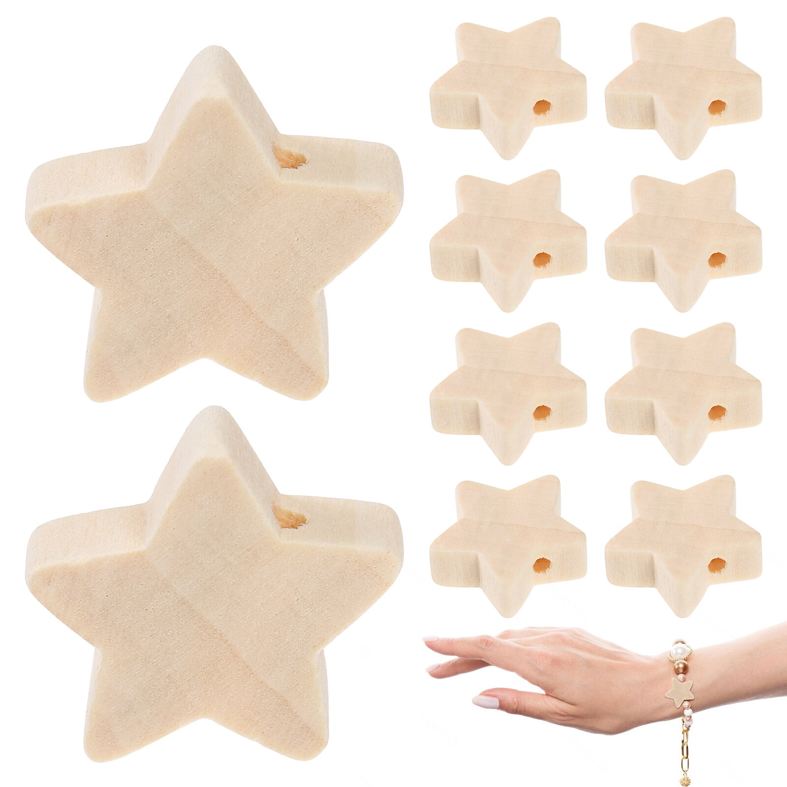 Click here for Hydreachca 50 Pcs Wooden Beads Unique Five-Pointed... prices