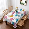 Cartoon Coastal Starfish Jellyfish Table Cloth 60x84in, Waterproof ...