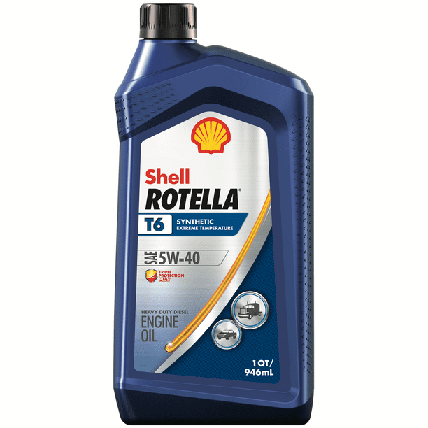 Shell Rotella T6 Full Synthetic 5W-40 Diesel Engine Oil, 1 Quart ...