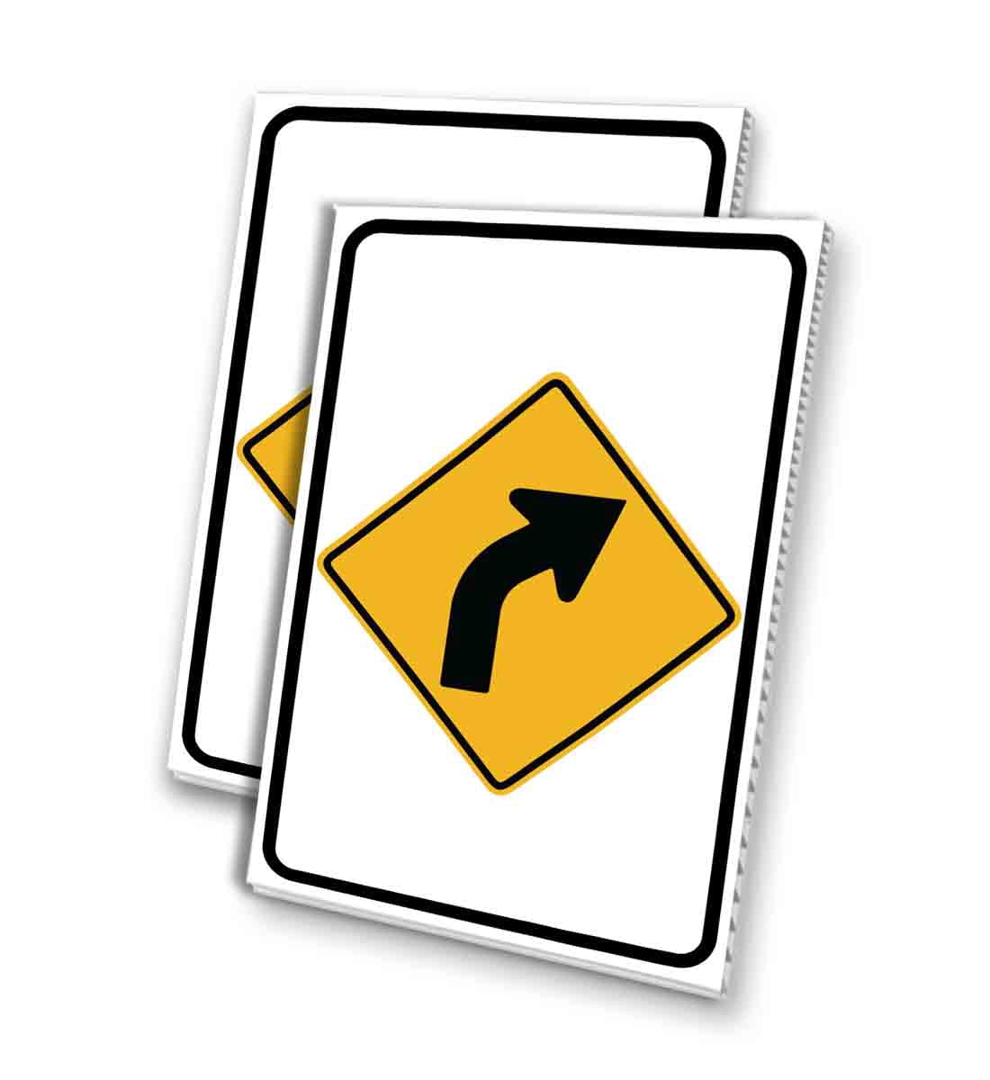 Right Curve Ahead (24" X 36") 4mm Corrugated Plastic Panel, Graphics ...