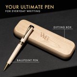 Wordsworth & Black Luxury Wooden BallPoint Pen Set- Refillable Pen, Gift Case; Journaling ...