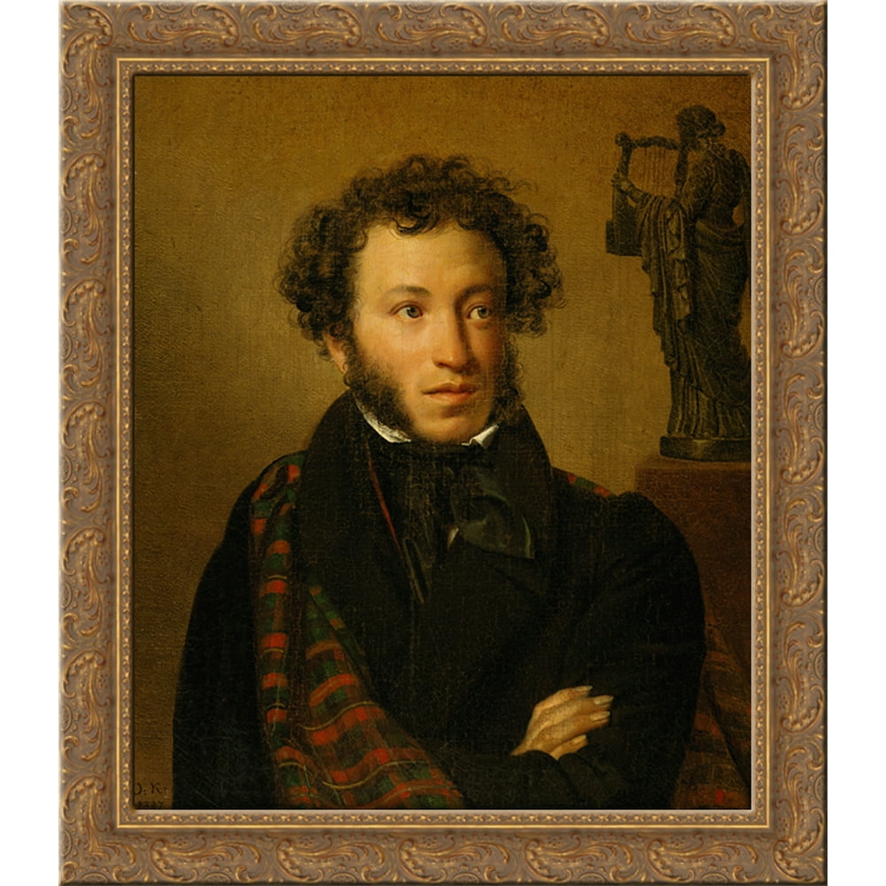 Portrait of Alexander Pushkin 24x20 Gold Ornate Wood Framed Canvas Art ...