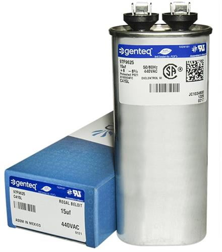15 uF MFD x 440 VAC Oval Genteq / GE Industrial Replacement Capacitor ...