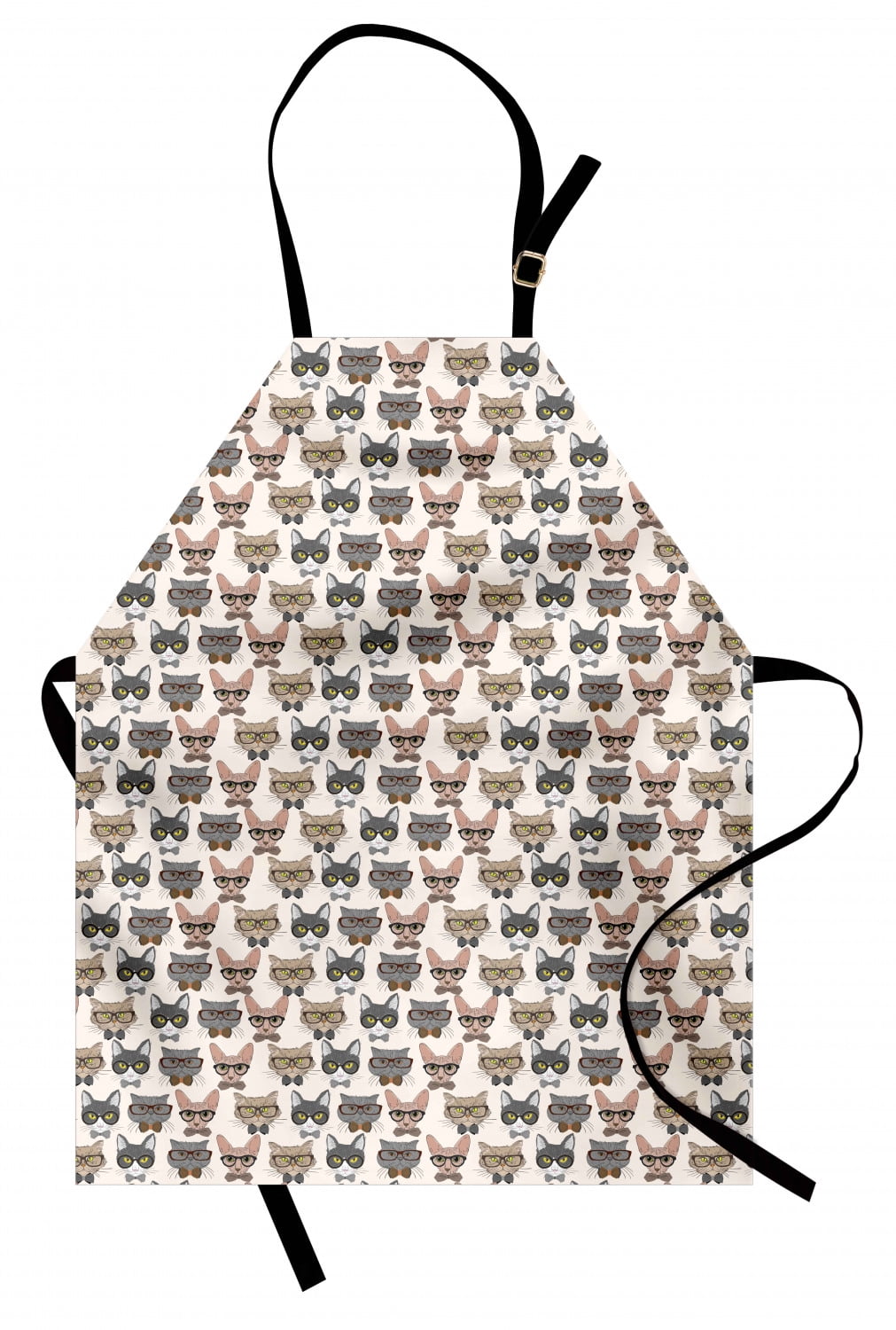 Cat Apron Hipster Nerd Characters with Vintage Sunglasses Intelligent ...