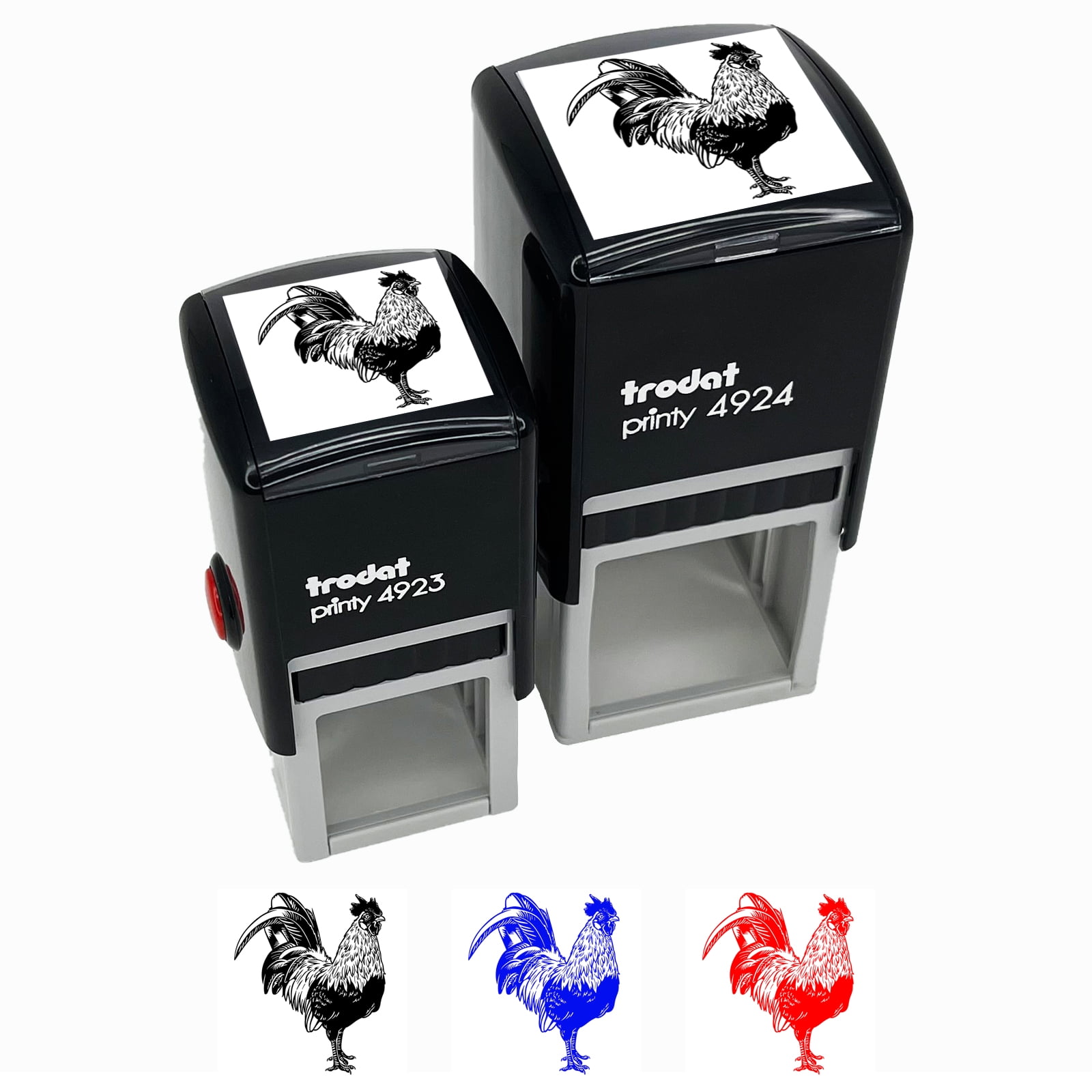Handsome Rooster Chicken Self-Inking Rubber Stamp Ink Stamper - Black ...