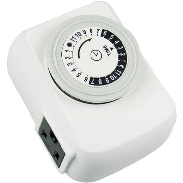 GE 24-Hour Indoor/Outdoor Plug-In Mechanical Timer, 2 Grounded Outlets ...