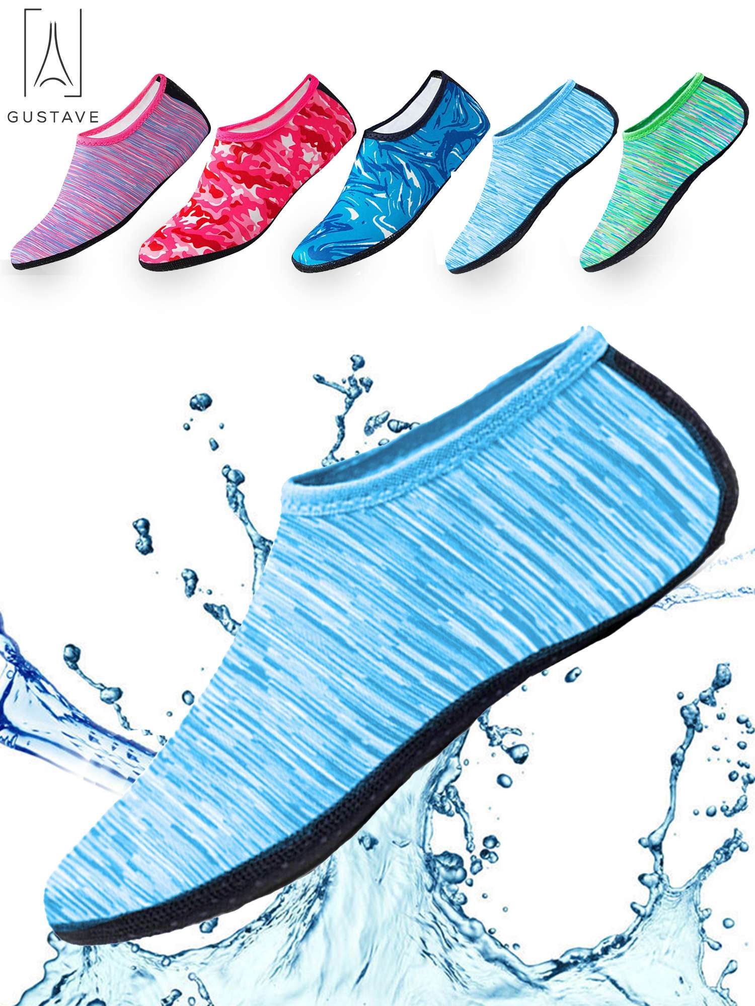 Gustave Men Women Water Socks Barefoot Quick Dry Aqua Beach Socks For ...