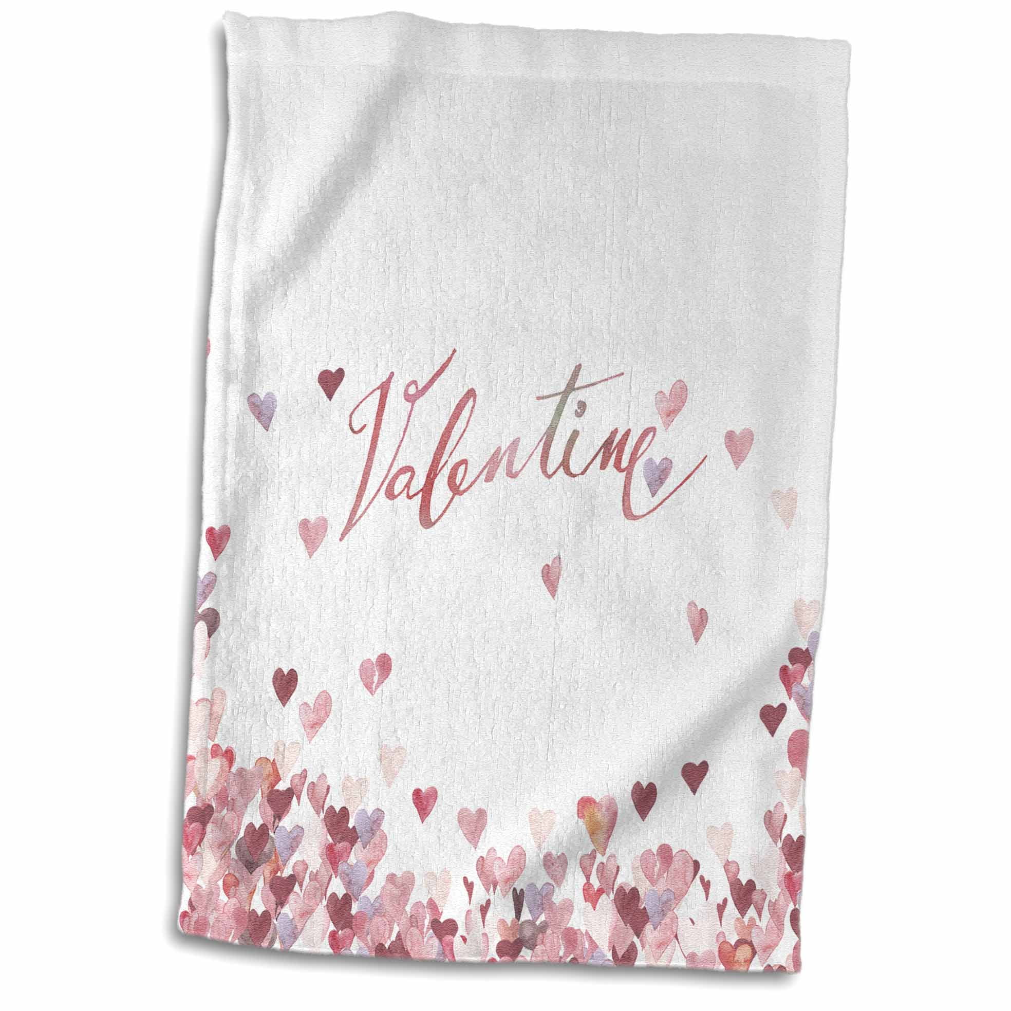 3dRose Love Hearts Valentine- Pink Valentines Day Typography - Towel ...