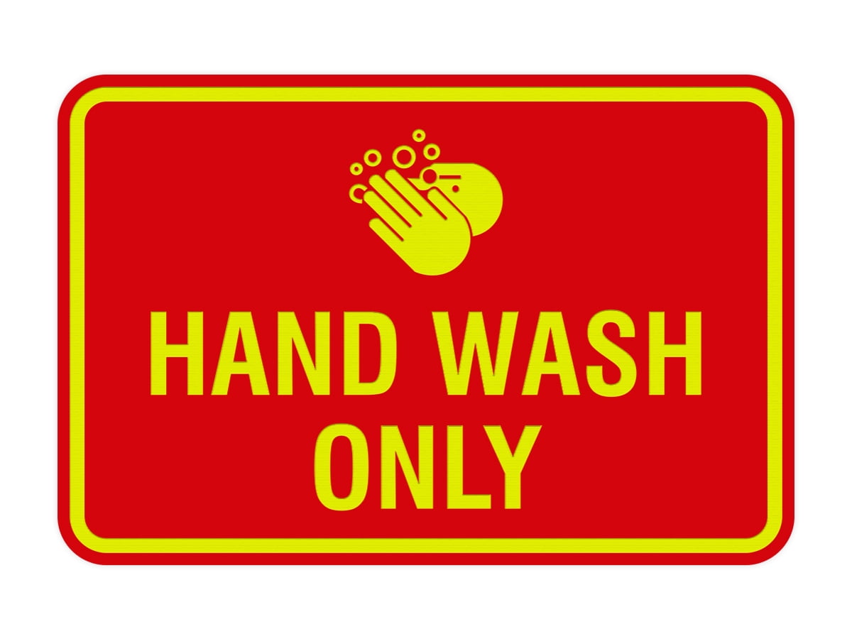 Classic Framed Hand Wash Only Sign (Red/Yellow) - Large - Walmart.com
