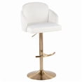 Adjustable Swivel Bar Stools Set, Cream Velvet Seat & Gold Metal Frame ...