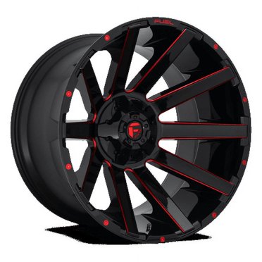 Fuel 1PC Aluminum Rim D712 RAGE 20X10in Gloss Black Red Tinted Clear ...