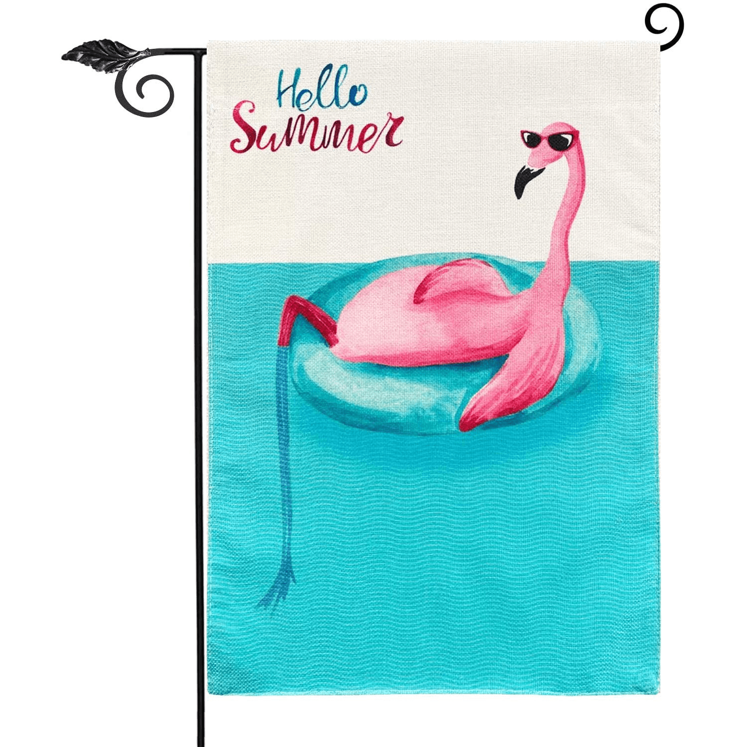 Hello Summer Flamingo Garden Flag Vertical Double Sided 12.5 x 18 Inch ...