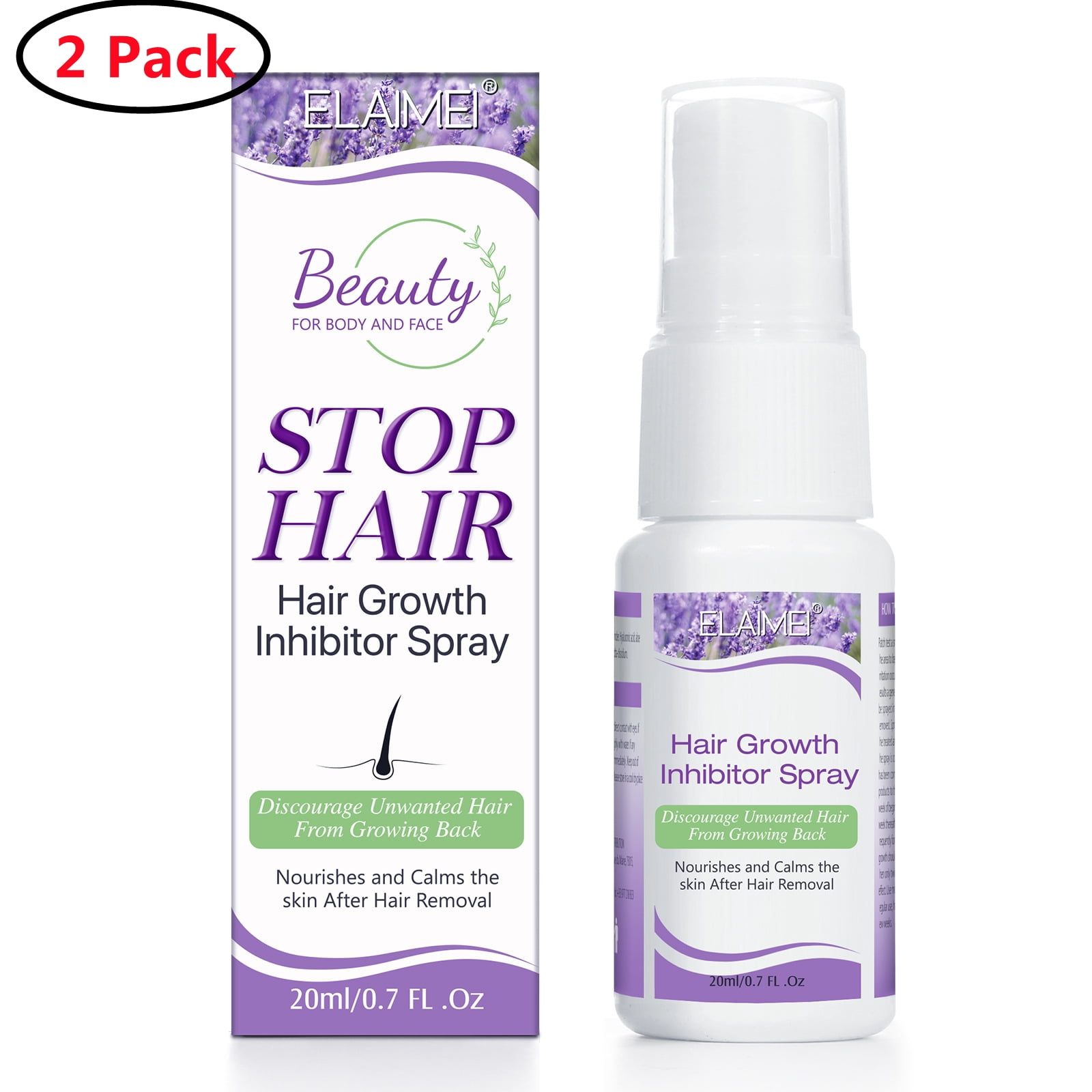 2 Pack Hair Removal Spray, Hair Inhibitor, Hair Stop Growth Spray For ...