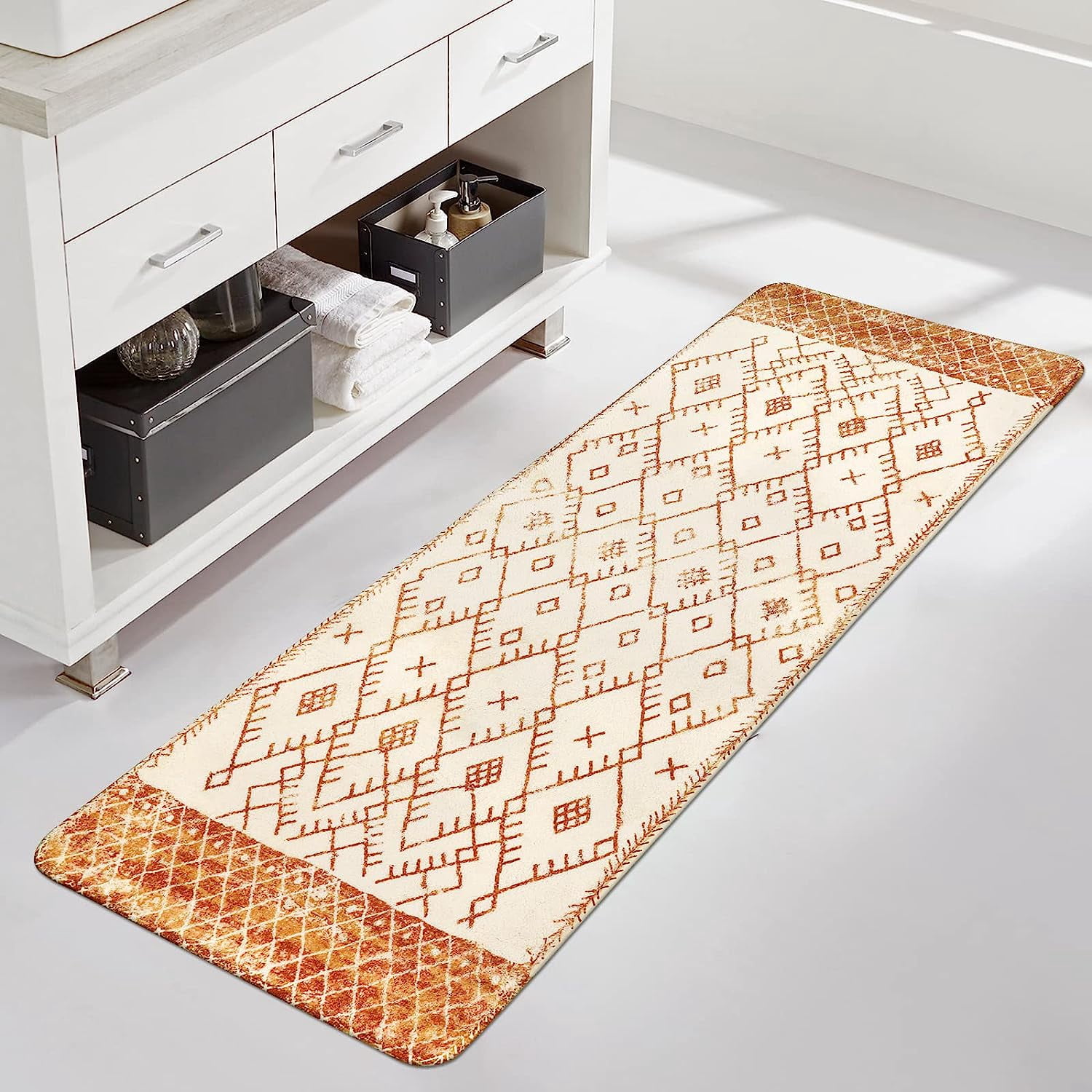 Bathroom Runner Rug 20x59 inch Long Boho Bath Mat Non-Slip Vintage ...
