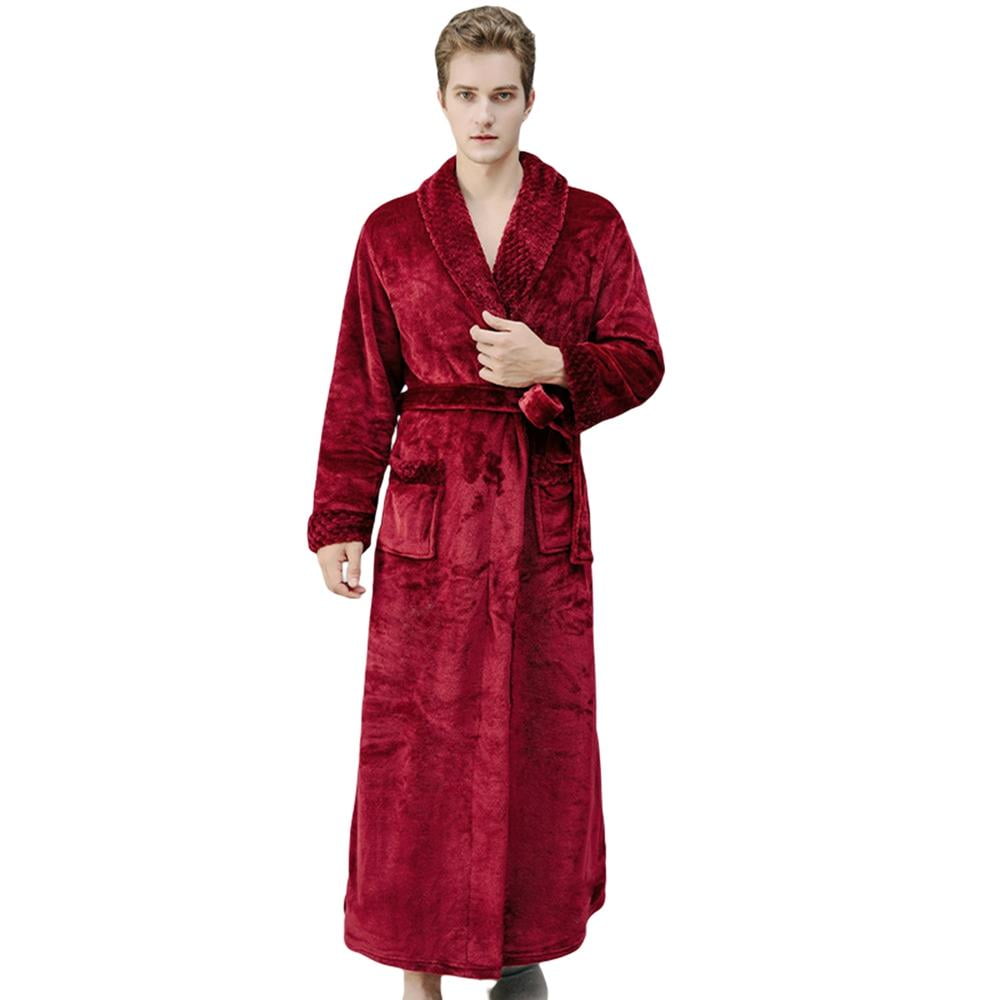 Robe Long Fleece Bathrobe Warm Waist Belt Super Soft Spa Plush Full