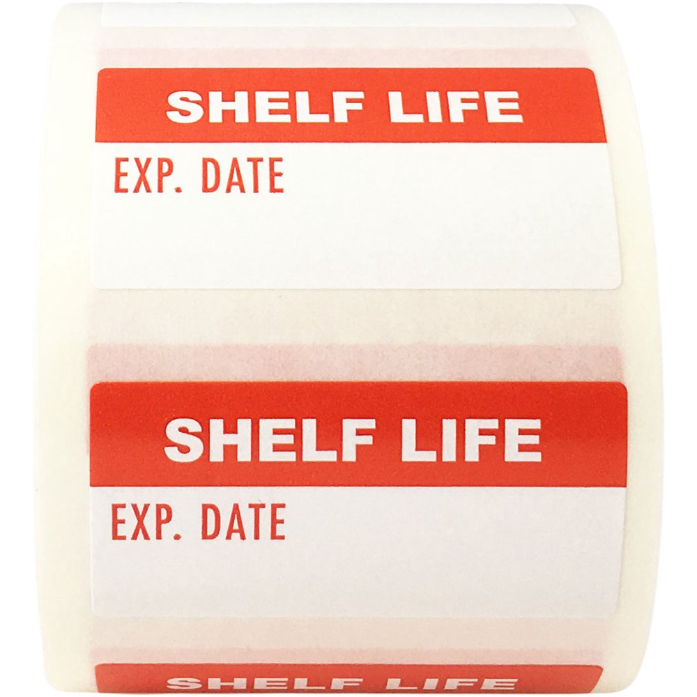 White & Red "SHELF LIFE - EXP. DATE" Stickers | 0.75 x 1.5" Inch | 500 ...