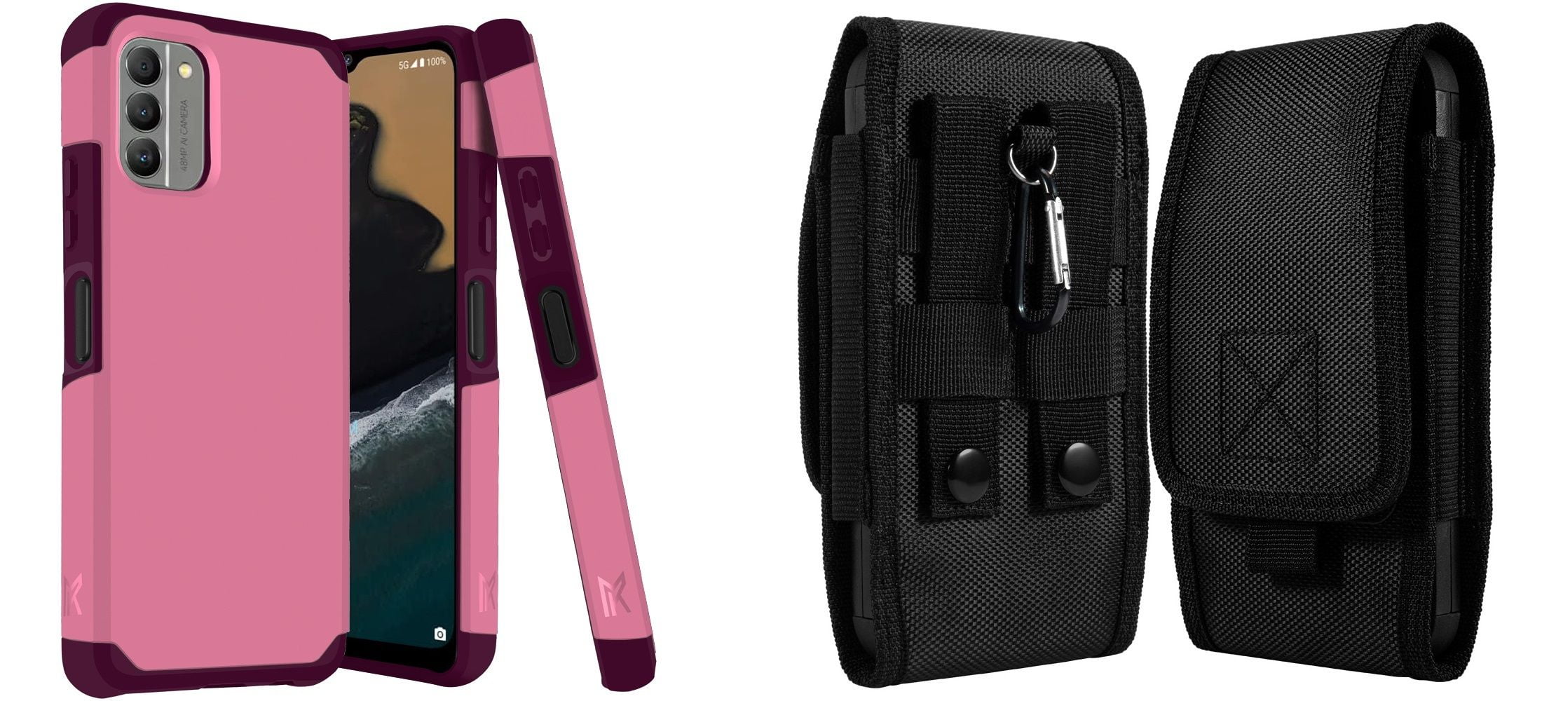 MK Armor Case for Nokia G400 5G and Vertical Nylon Belt Holster Pouch ...