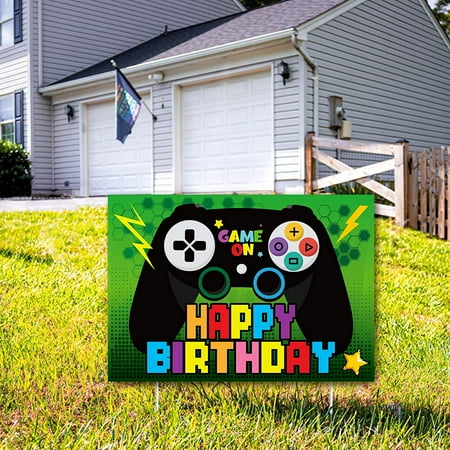 Lonbiaci Video Game Happy Birthday Yard Sign Game Controller Outdoor ...