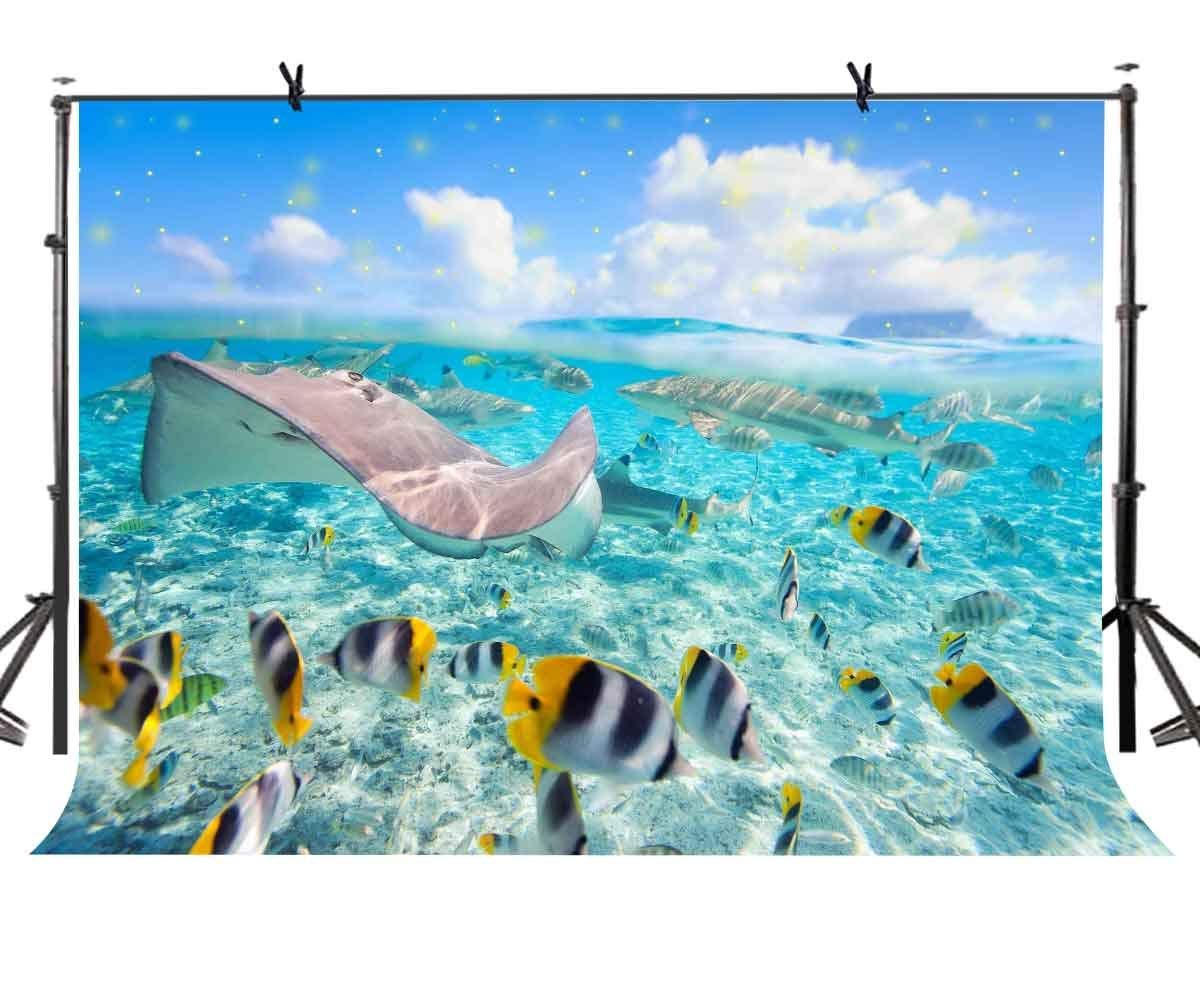 ABPHOTO Polyester 7x5ft Underwater World Backdrop Blue Ocean Underwater ...
