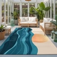 Ocean Waves Area Rugs 6x9ft Sun Watercolor Floor Rug Non Slip Low Pile ...