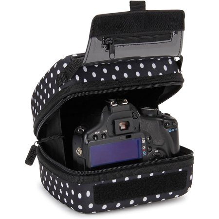 USA GEAR Hard Shell DSLR Camera Case (Polka Dot) with Molded EVA ...