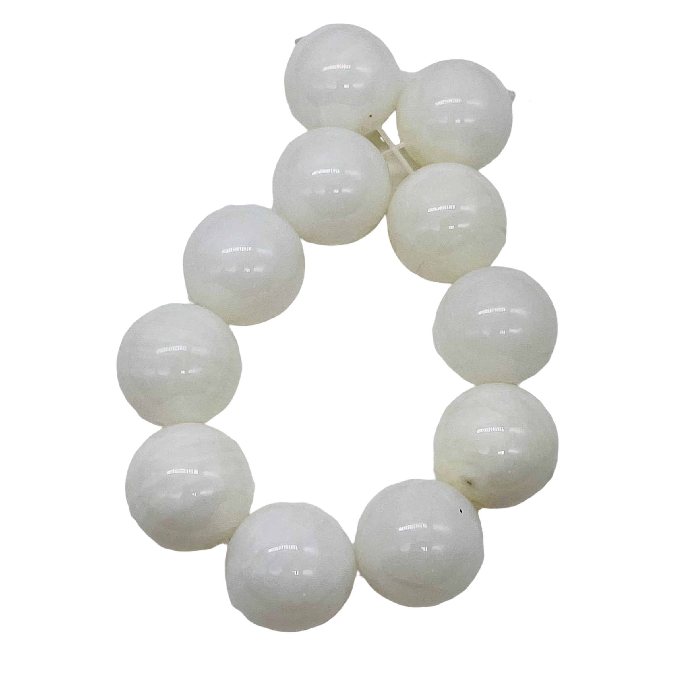 Onyx Half Strand of Large Round Beads | 17mm | White | 11 Beads ...