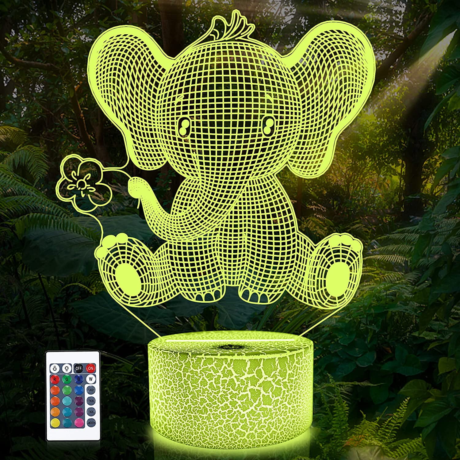 YSITIAN Elephant 3D Lamp, Ammonite LED Illusion Night Light Bedroom ...