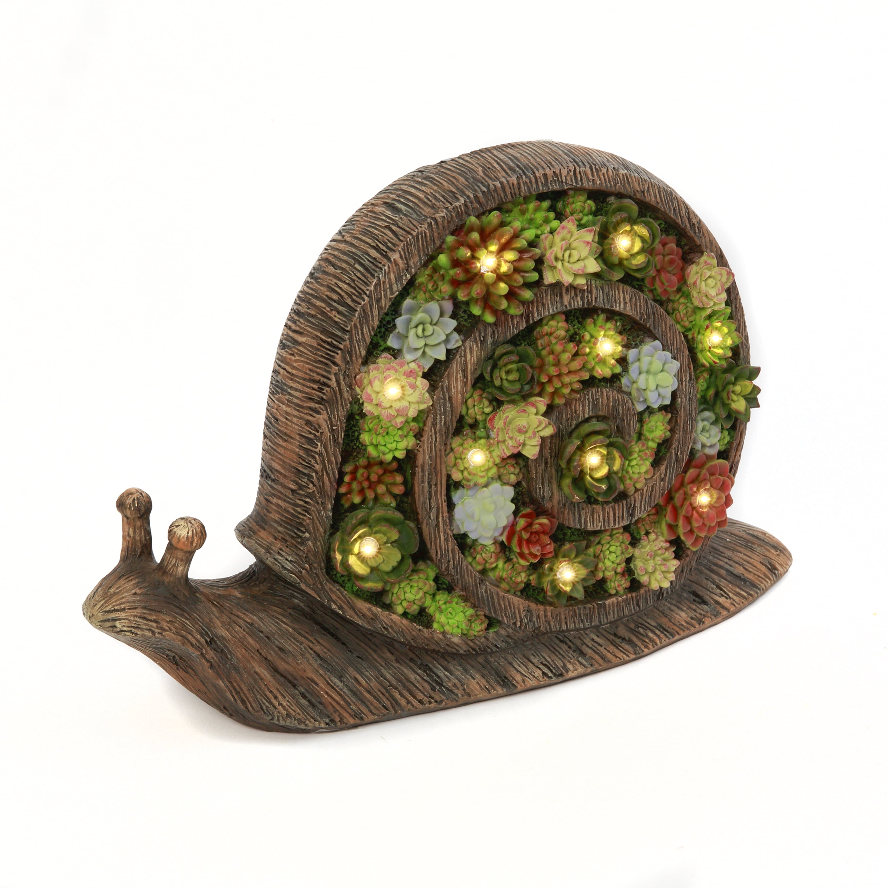 Gerson 16.6" Solar Lighted Resin Garden Snail with Succulent Details ...