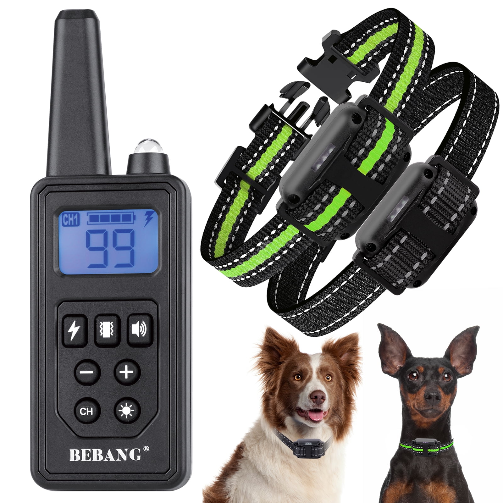 BEBANG Dog Training Collars for 2 Dogs, with Remote 880yards, 3 Modes ...