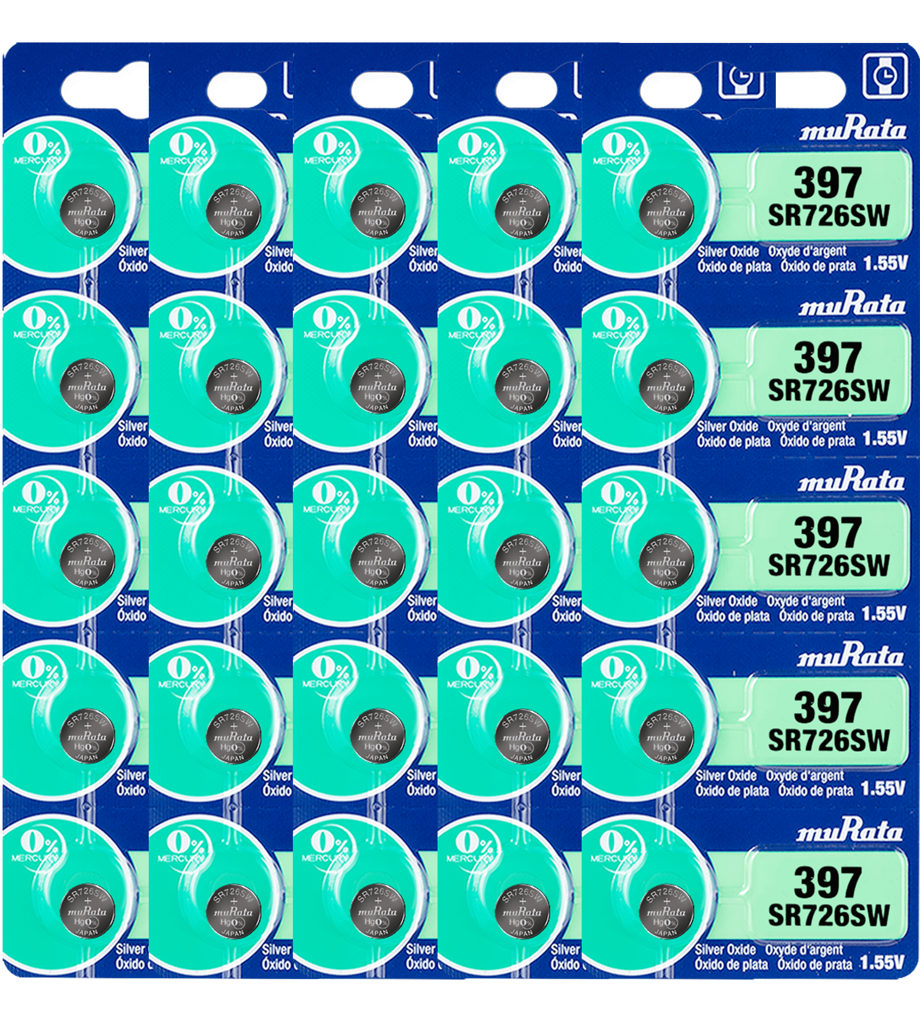 Murata 397 SR726SW Battery 1.55V Silver Oxide Watch Button Cell ...