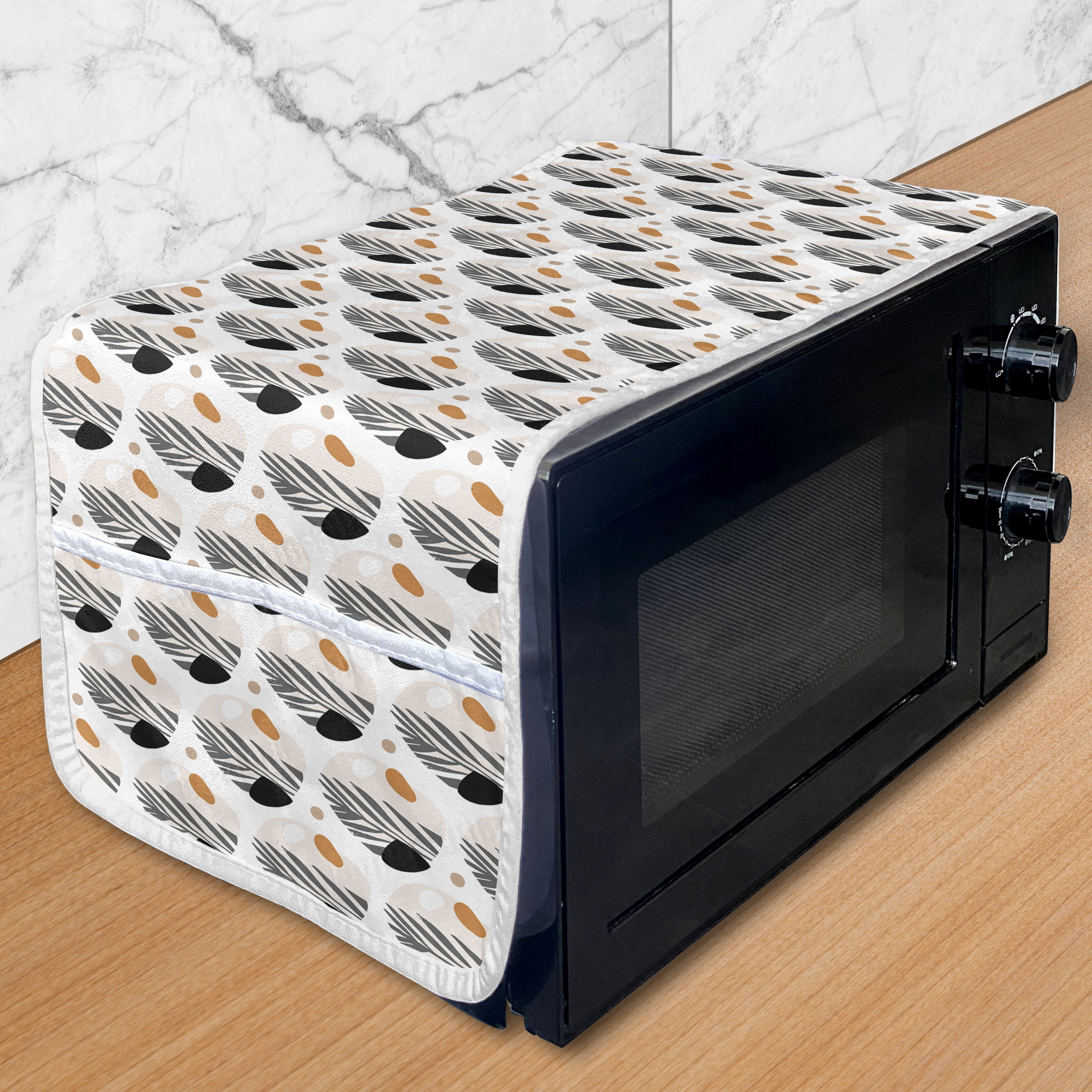 Abstract Microwave Oven Cover, Tropical Leaves Geometric Pastel Circles ...