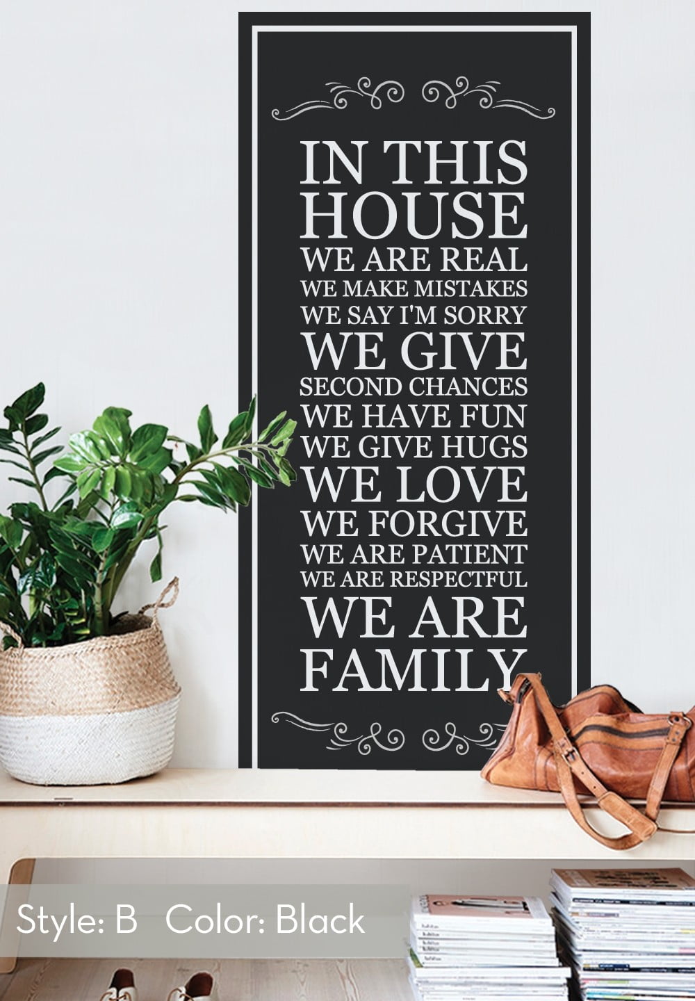 In This House Wall Decal, House Rules Decal - Black, Style B - Walmart.com