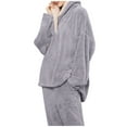 BOOMNY Womens Pajama Set 2 Peice Flannel Pajamas for Women Set Solid ...