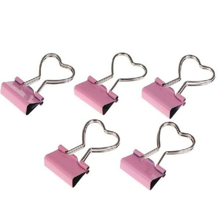 15pcs Pink Color Metal Binder Clips Notes Letter Heart Shape Paper Clip ...