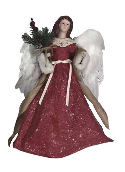 Santa's Workshop 16-in Angel Dark Red And Green Christmas