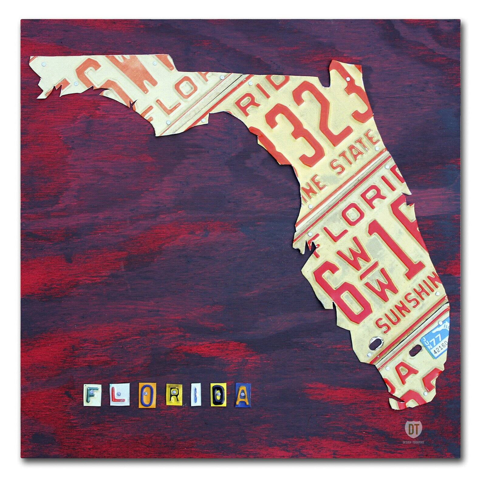 Trademark Fine Art 'Florida License Plate' Canvas Art by Design ...